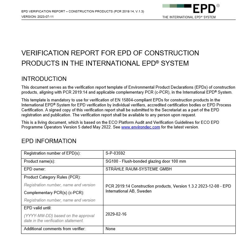 Verification environmental product declarations - ESU-services